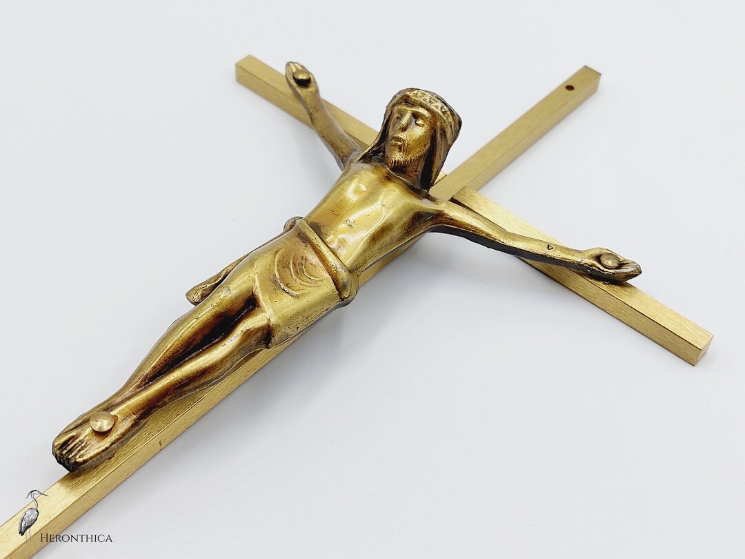 Vintage Copper Crucifix 60's Brass Chrisian Cross Traditional Home Wall ...