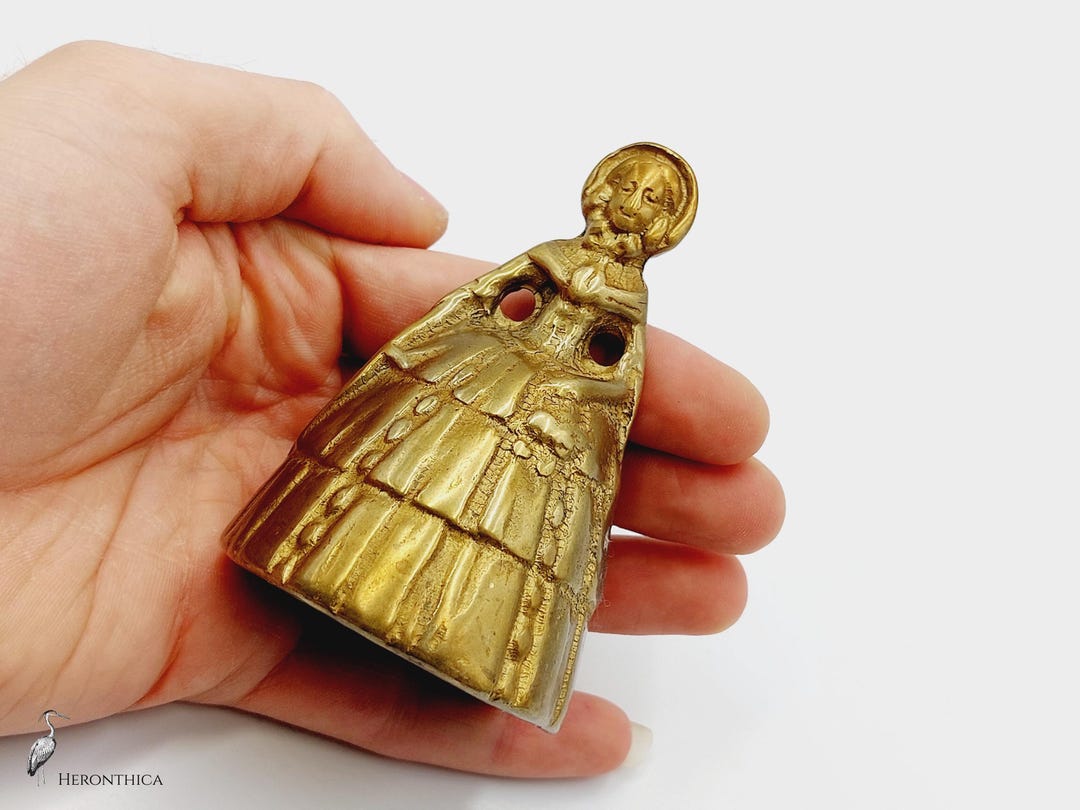Vintage Copper Lady Bell - Brass Gold Tone Victorian Lady Maid Girl ...