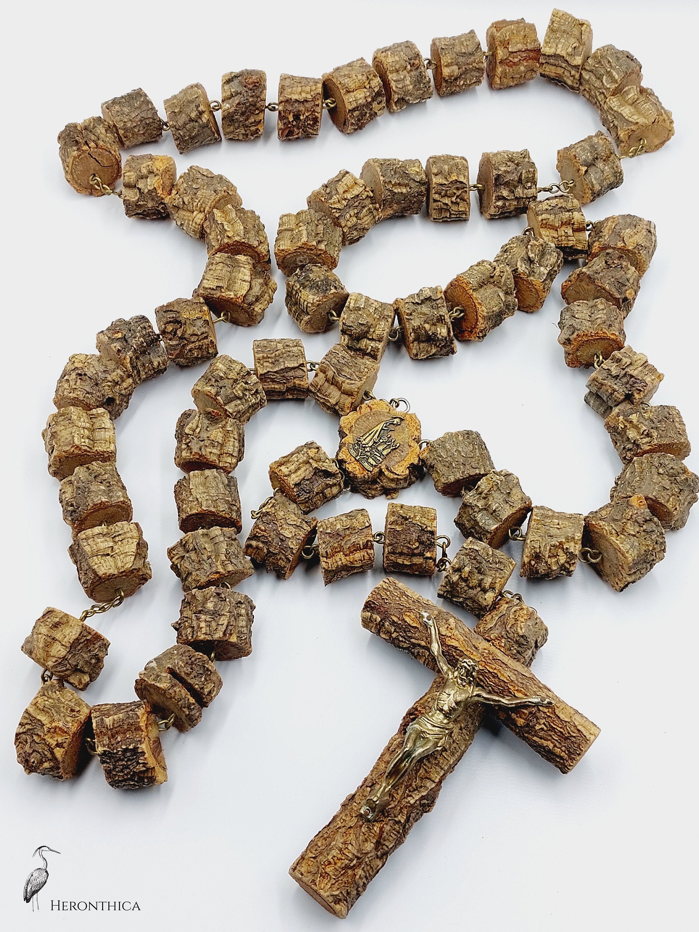 Giant Authentique Cork Branch Rosary vintage Extra Large Crok Wood ...
