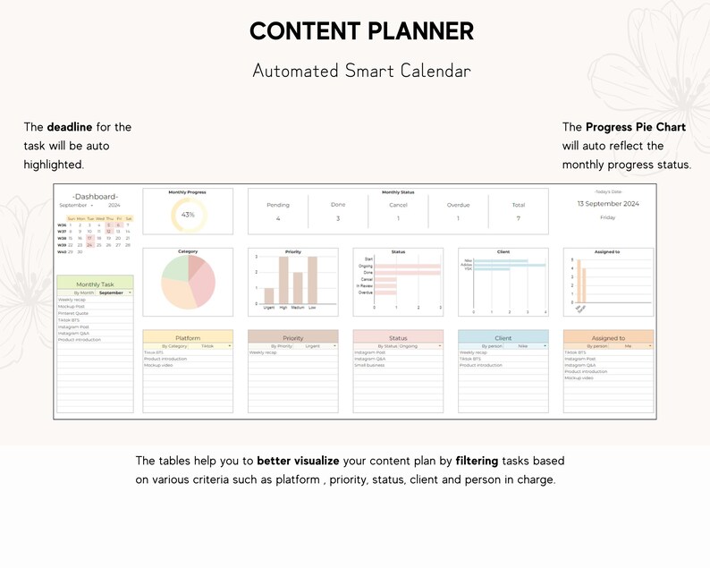 Social Media Content Calendar: Google Sheets Planner (digital Download ...