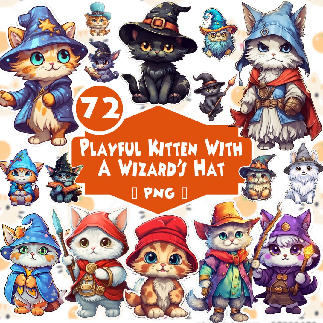 Wizard Cat 72 PNG Wizard Kitten PNG Fantasy Kitten Clipart Wizard Cat ...