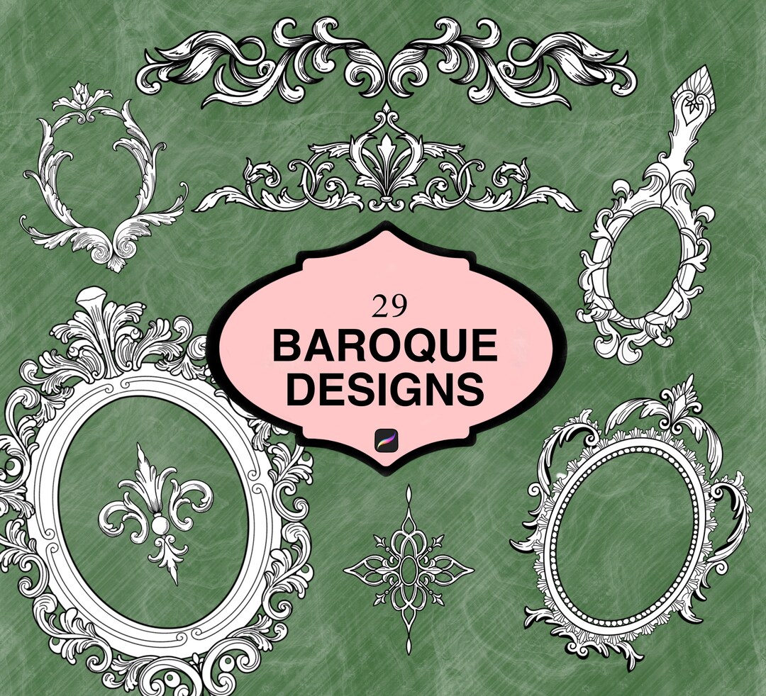 29 Procreate Frame Designs Tattoo Baroque Gothic Wedding - Etsy