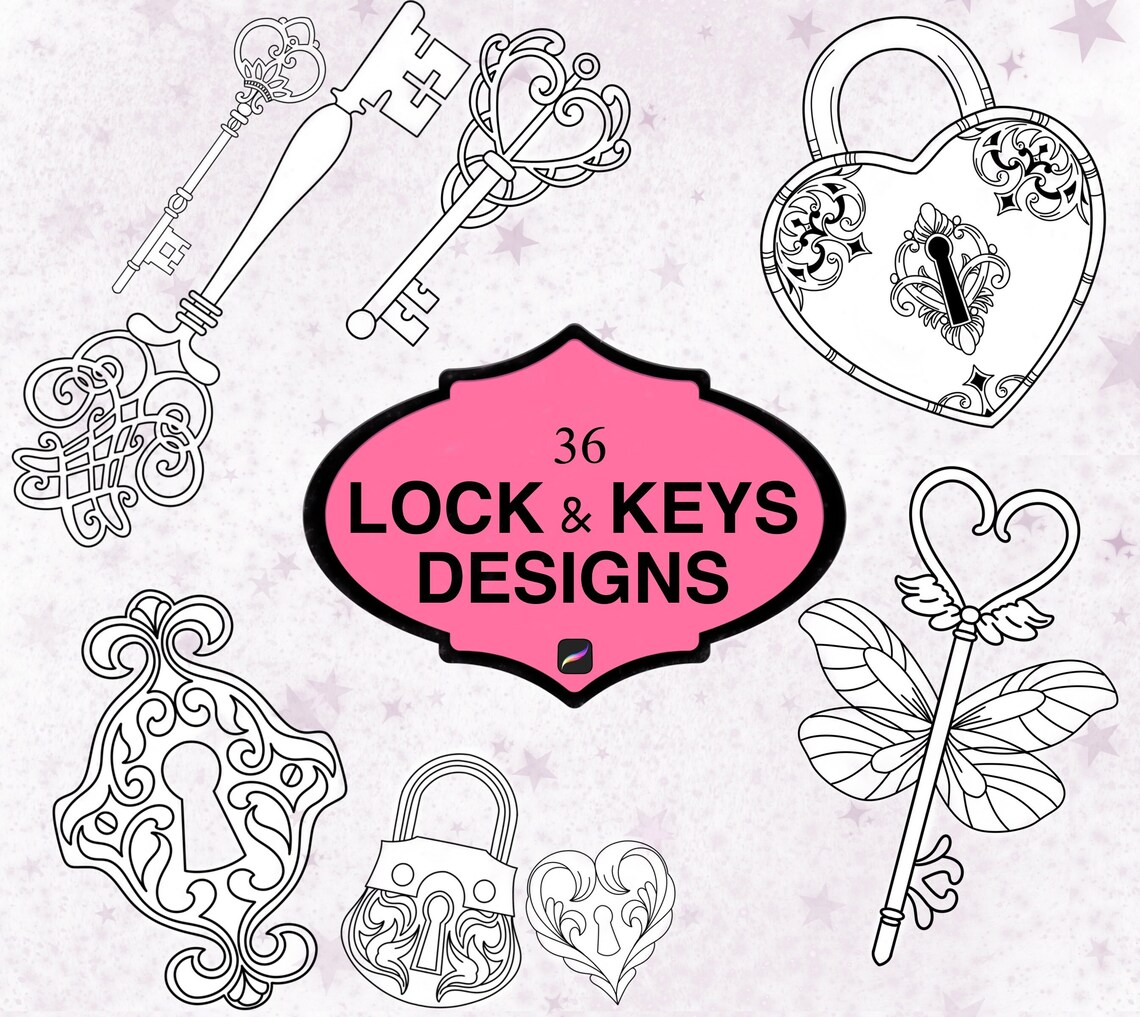 36 Procreate Lock and Key Stamps - Etsy