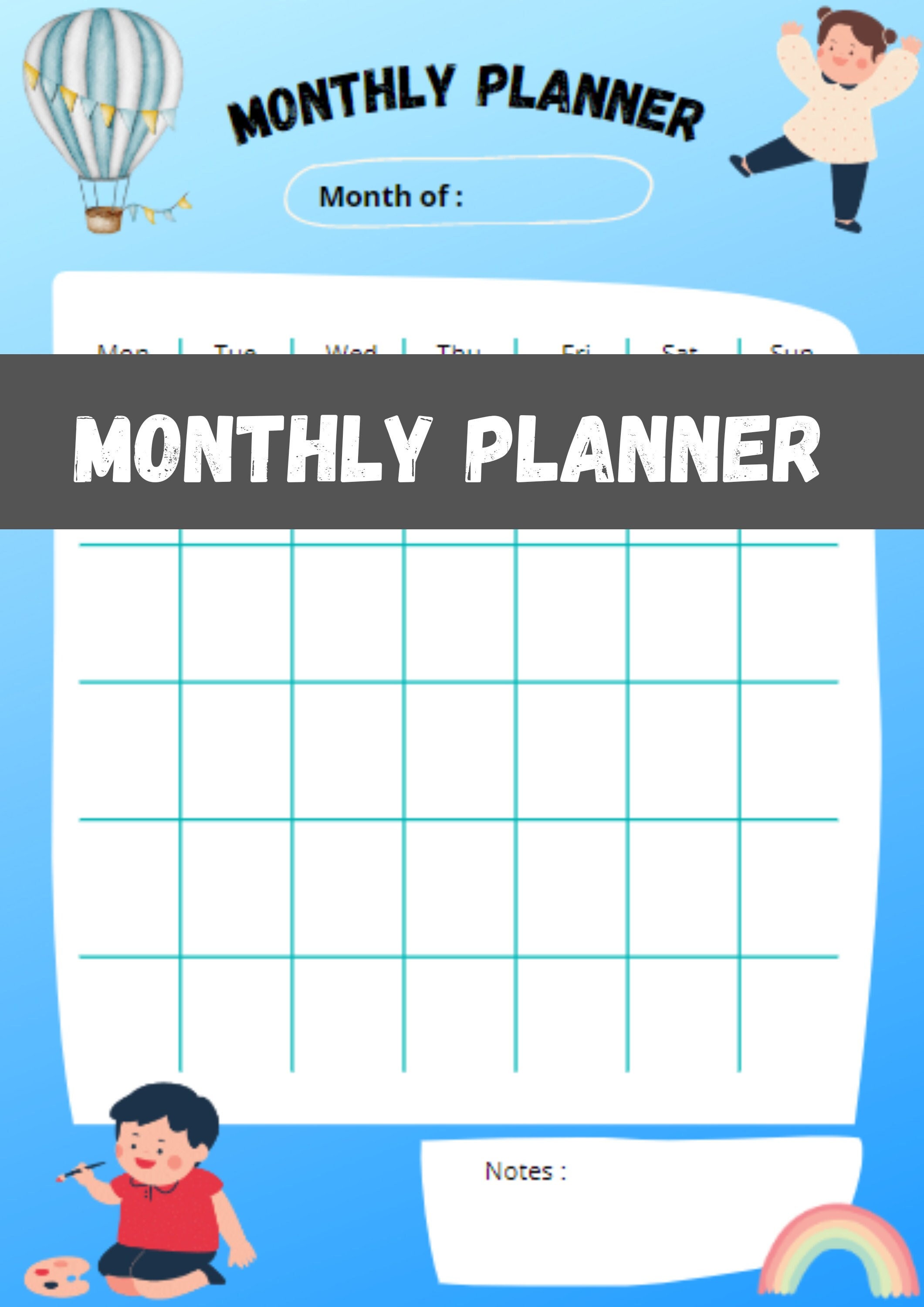 Monthly Planner, Printable, Instant Download Planner, Monthly to Do ...