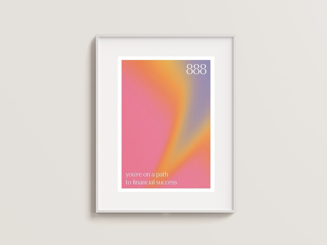 888 Angel Number Gradient Noisy Warp Poster Affirmation Spiritual ...