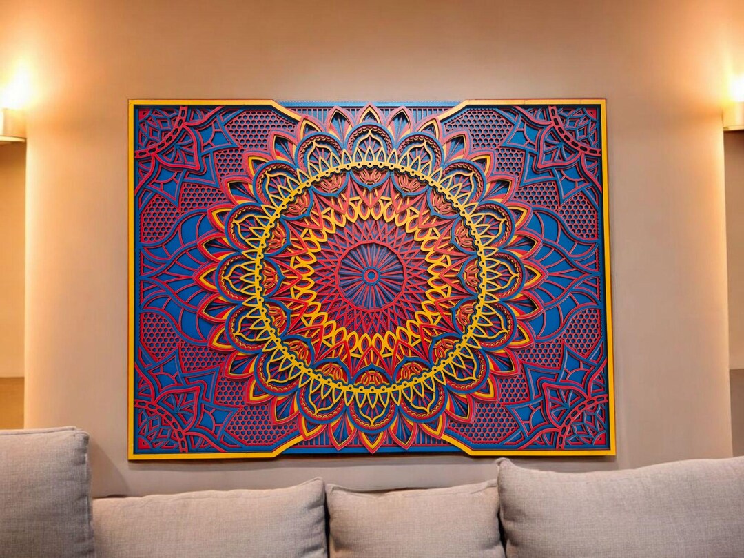 Multilayer Mandala Wall Art | Colorful Art | Laser-cut MDF Decor | Boho ...