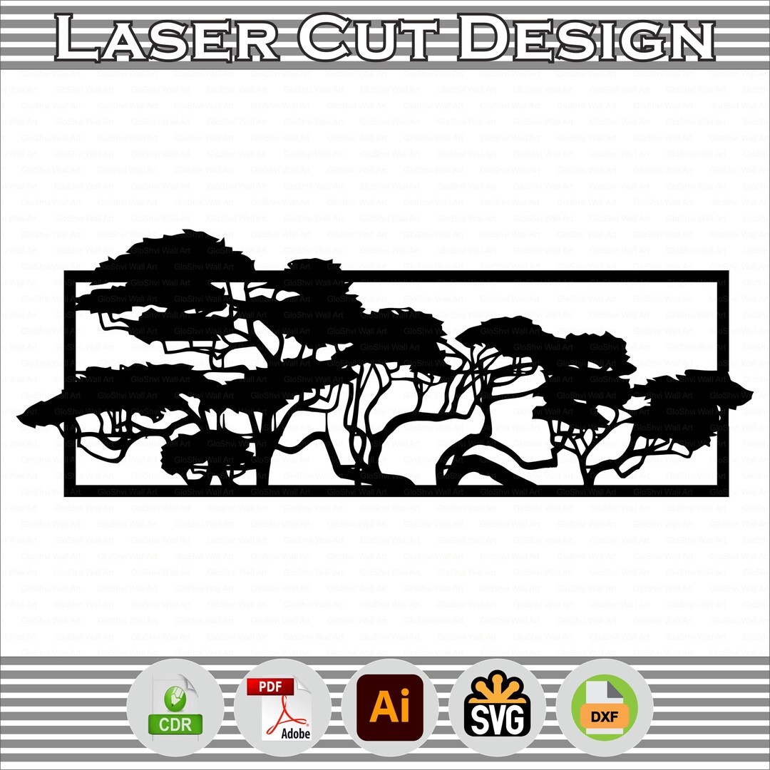 Tree Silhouette SVG | Panoramic Forest Wall Art | Nature Laser Cut File ...
