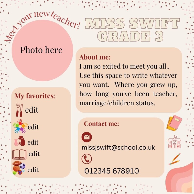 Printable Education Editable Meet the New Teacher Document USA America ...