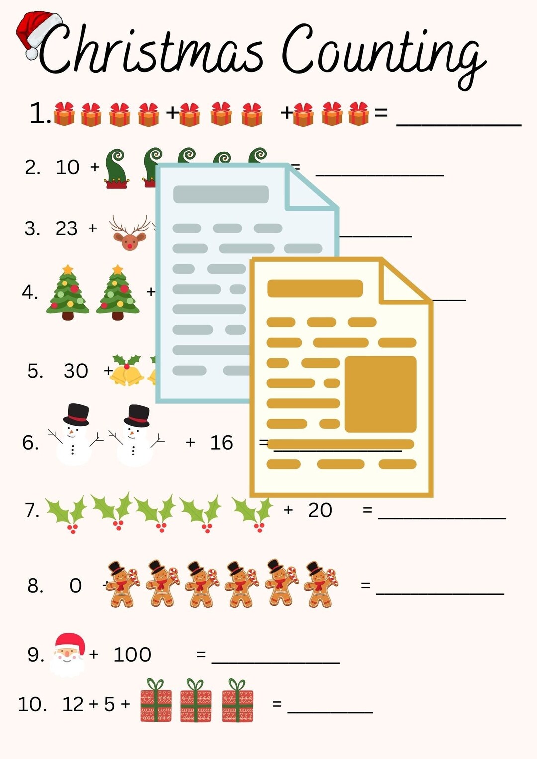 Printable Education KS1 Christmas Maths Plus Adding Worksheets. 3 ...