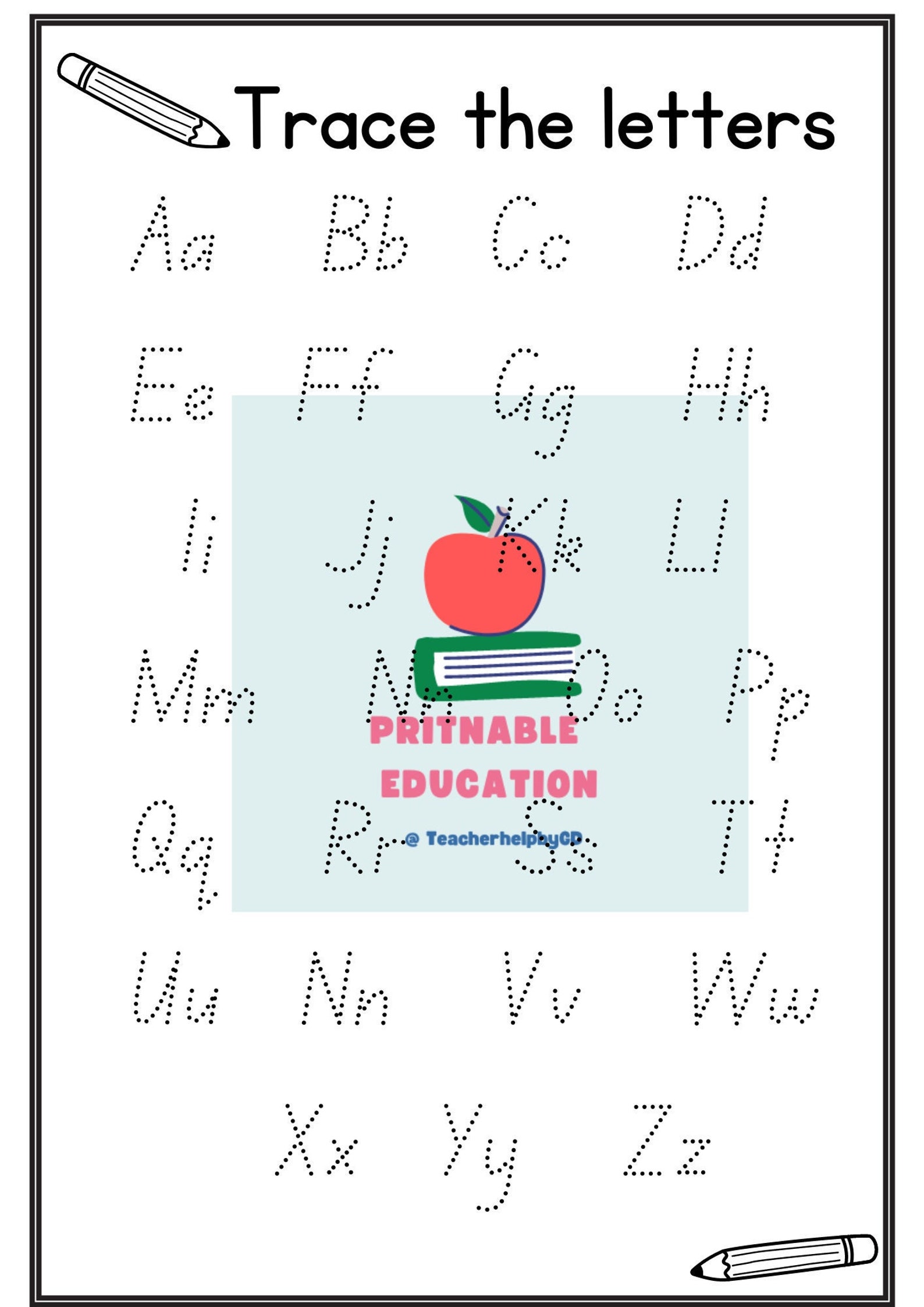 Printable Education ABC Handwriting / Tracing Worksheet KS1 Nursery ...