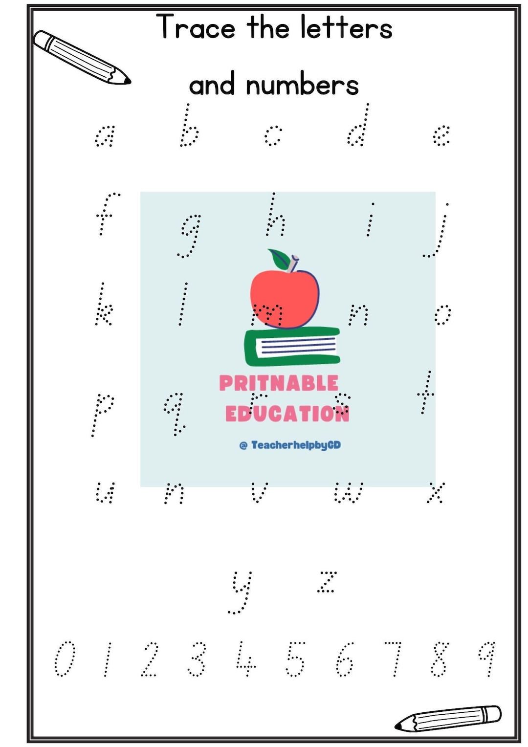 Printable Lowercase Alphabet ABC & Numbers 1 to 10 Handwriting ...