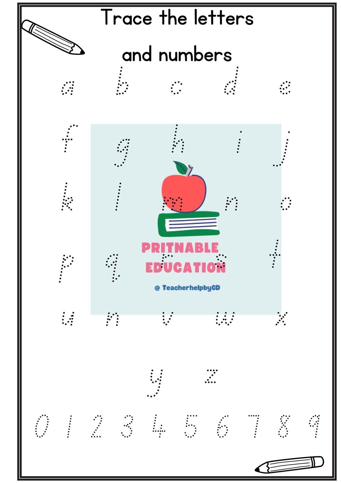 Printable Lowercase Alphabet ABC & Numbers 1 to 10 Handwriting ...