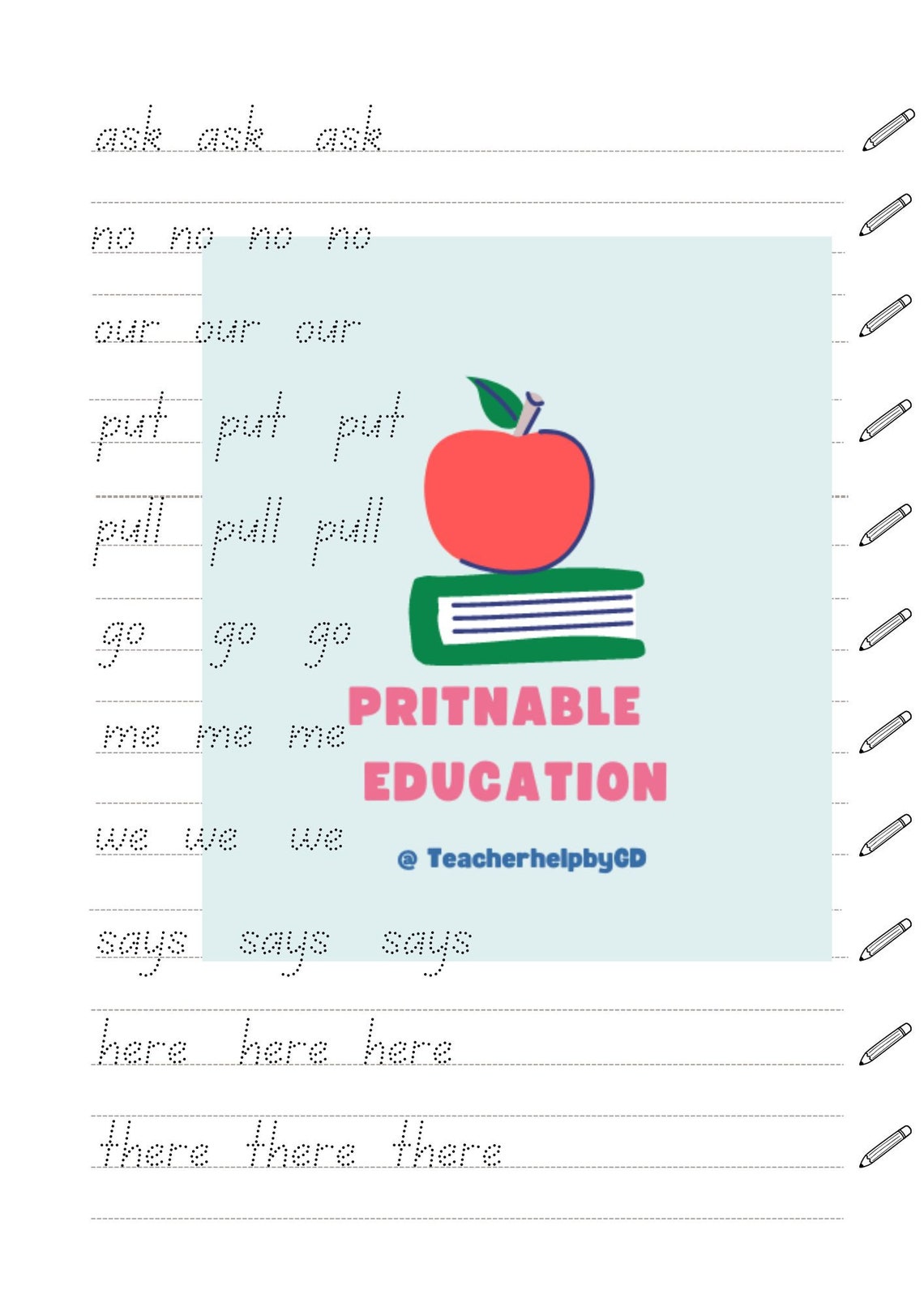 PRINTABLE Education HANDWRITING Year 1 KS1 Kindergarten Sheet - Etsy