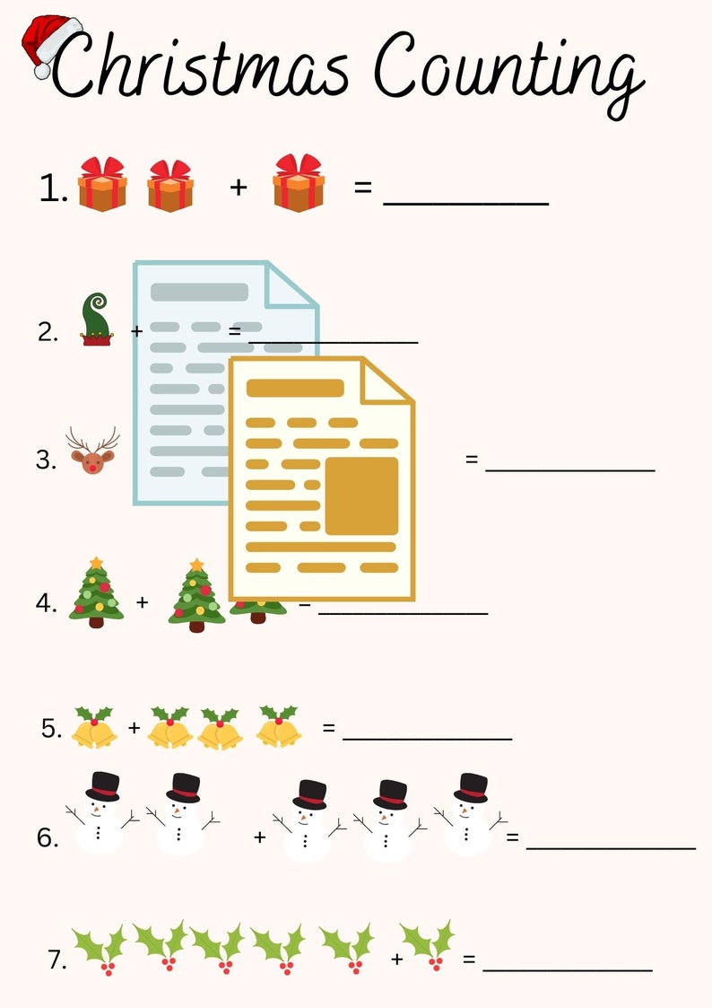 Printable Education KS1 Christmas Maths Plus Adding Worksheets. 3 ...