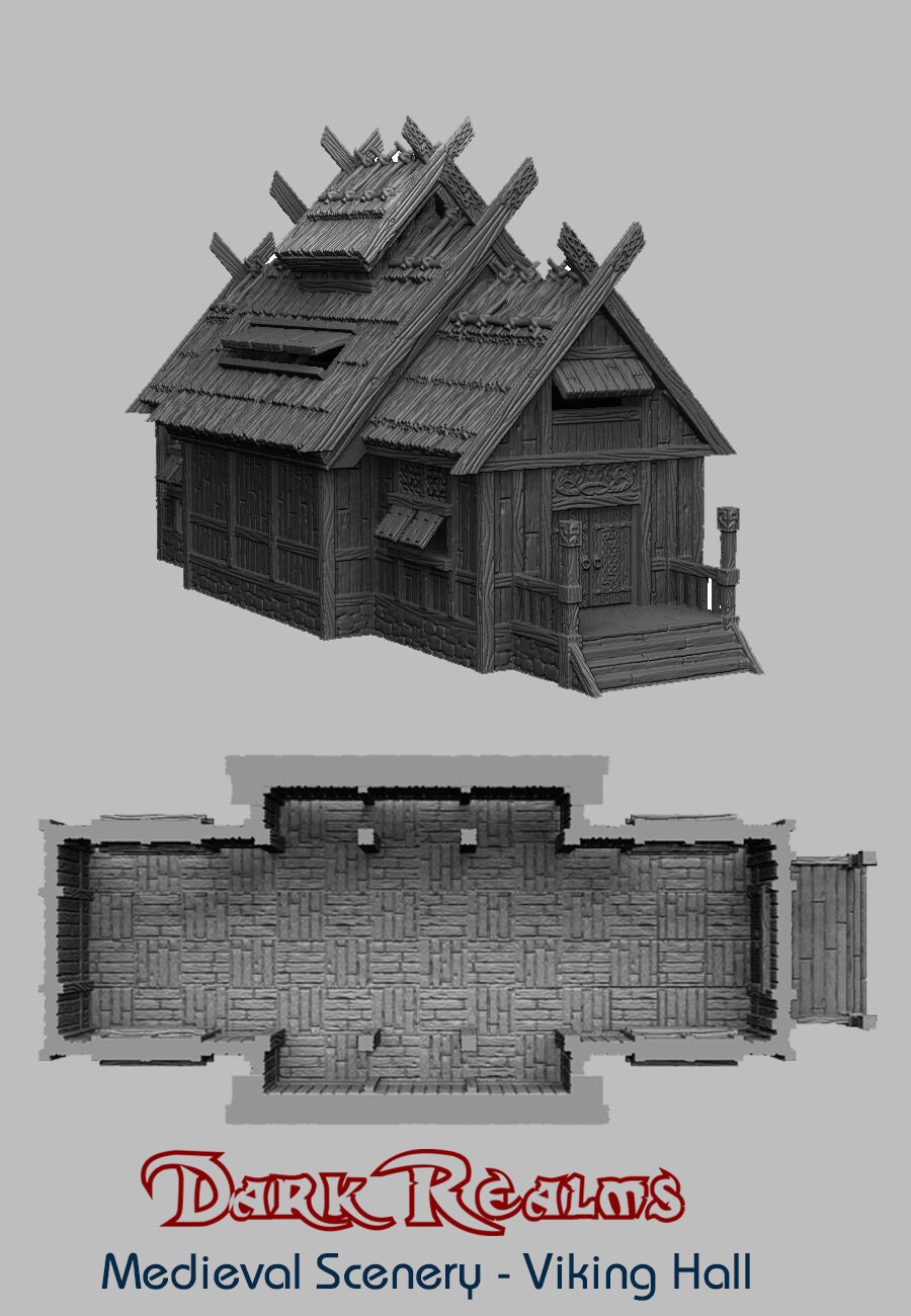 Stone and Thatch Medieval Viking Hall Terrain for Miniatures - Etsy