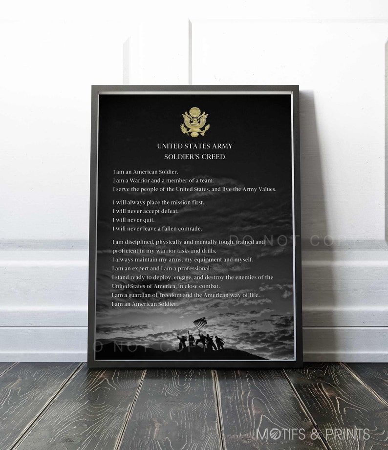 Soldier's Creed Print U.S. Soldier's Creed Poster - Etsy