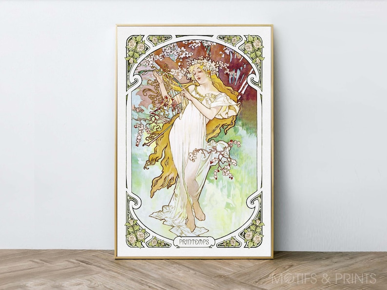 Alphonse Mucha Print the Seasons: Spring 1896 series - Etsy