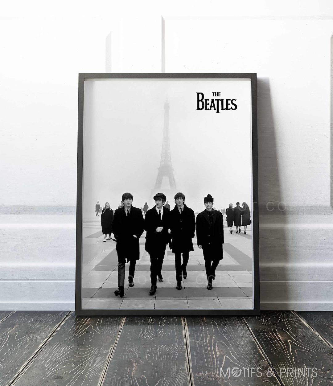 The Beatles in Paris Print | 1964 The Beatles in Eiffel Tower Paris ...