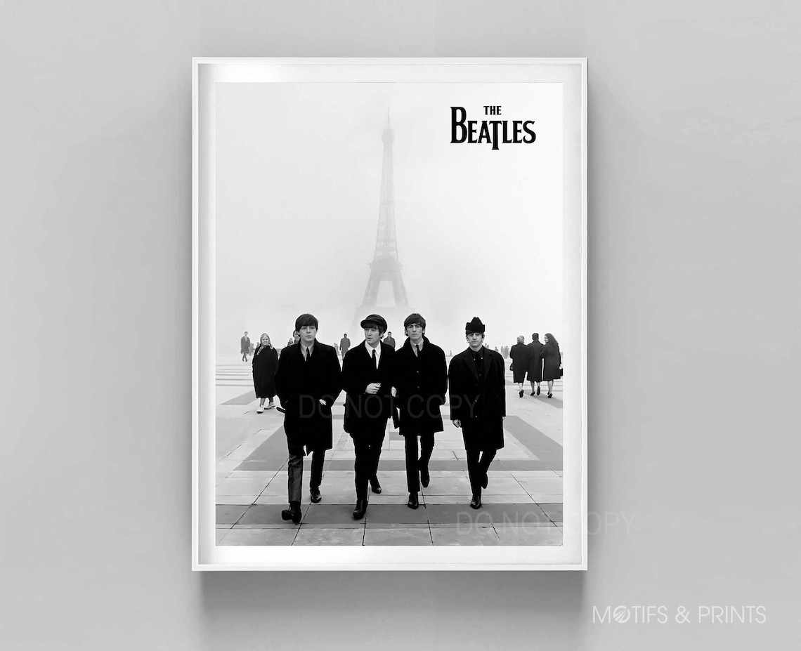 The Beatles in Paris Print | 1964 The Beatles in Eiffel Tower Paris ...