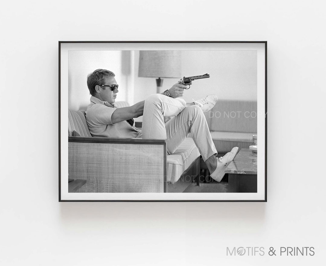 Steve Mcqueen Print | Steve Mcqueen Takes Aim 1963 | Vintage | Premium Quality Print - Etsy