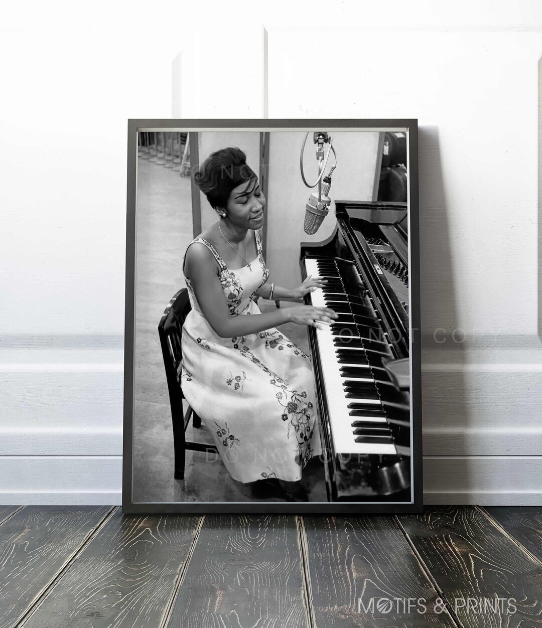 Aretha Franklin Print | Recording at the Piano at Columbia Studios in ...