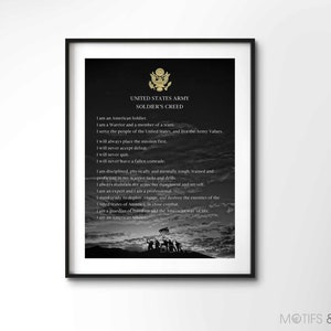 Soldier's Creed Print | U.S. Soldier's Creed | Poster | Premium Quality ...