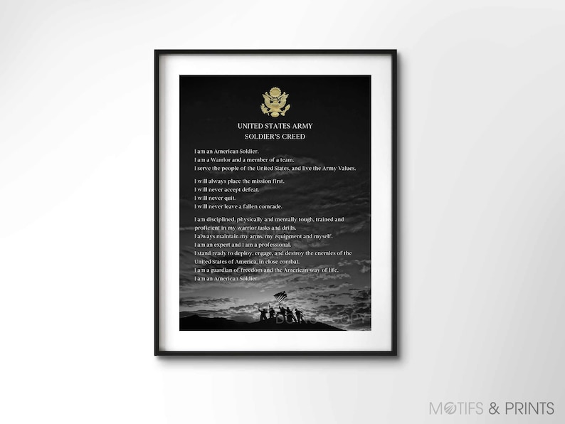 Soldier's Creed Print U.S. Soldier's Creed Poster - Etsy