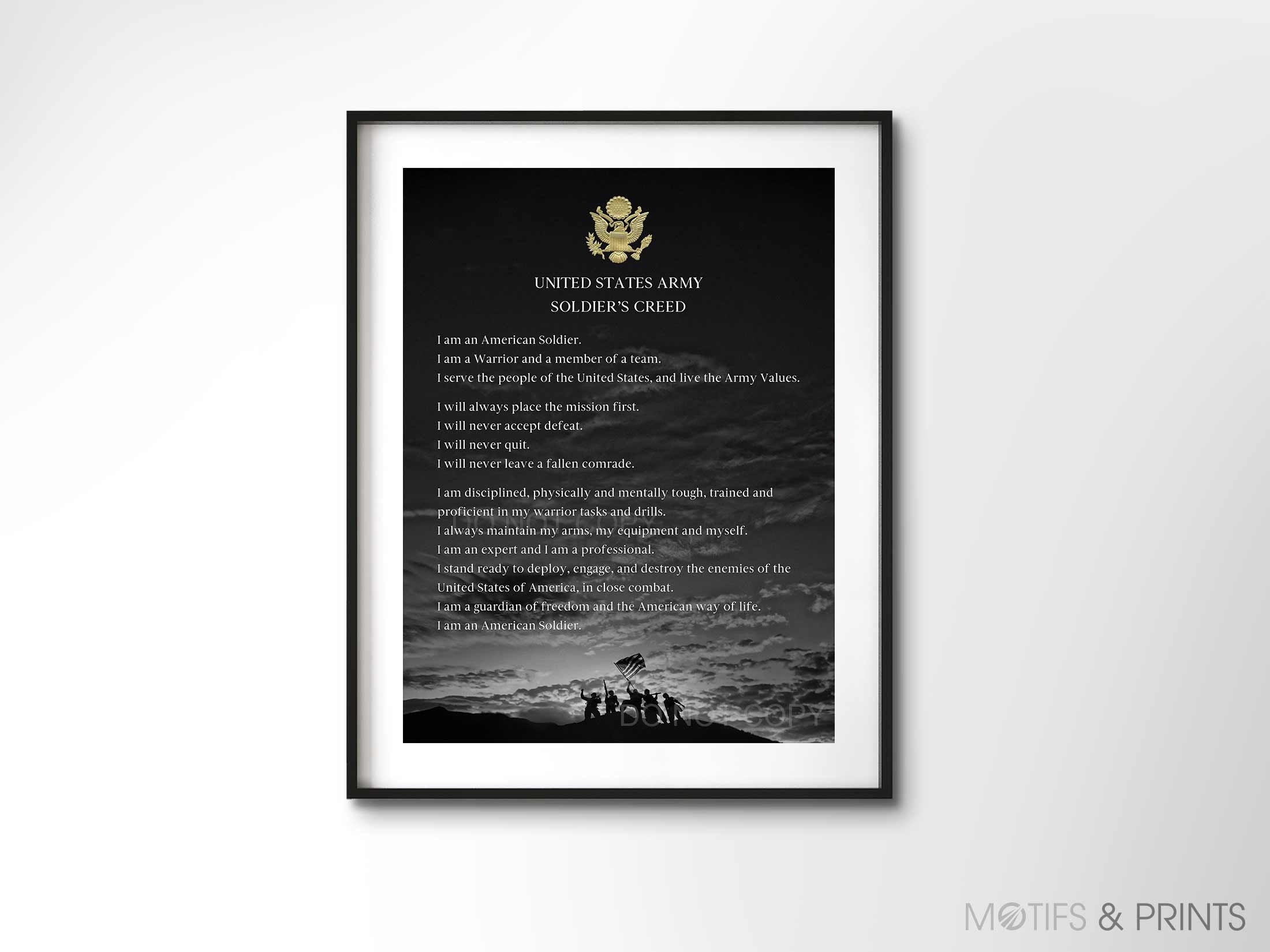 Soldier's Creed Print U.S. Soldier's Creed Poster - Etsy