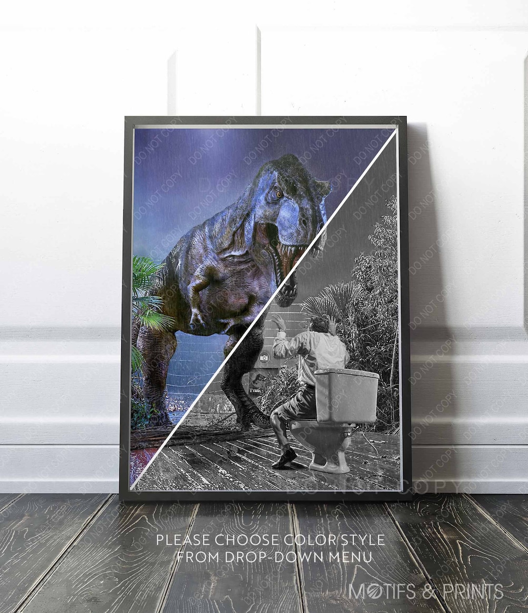 Jurassic Park Toilet Scene Print - Tyrannosaurus Rex - Funny Bathroom ...