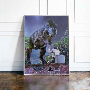 Jurassic Park Toilet Scene Print - Tyrannosaurus Rex - Funny Bathroom ...