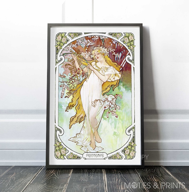 Alphonse Mucha Print the Seasons: Spring 1896 series - Etsy