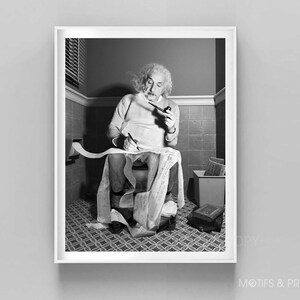 Albert Einstein on Toilet | Wall Art | Premium Quality Print - Etsy