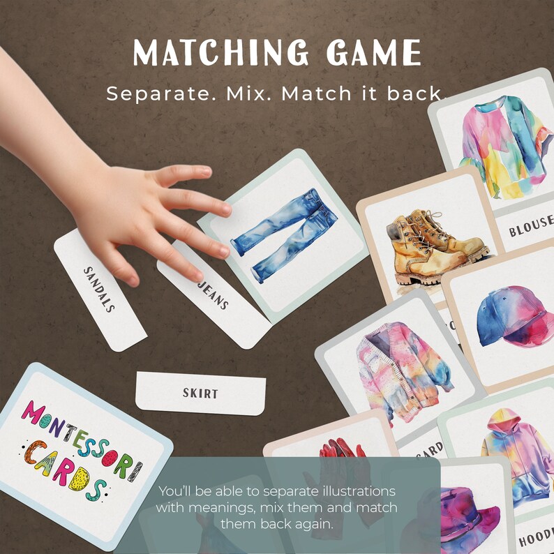 Montessori Clothes Flashcards - Printable Educational Learning Cards ...