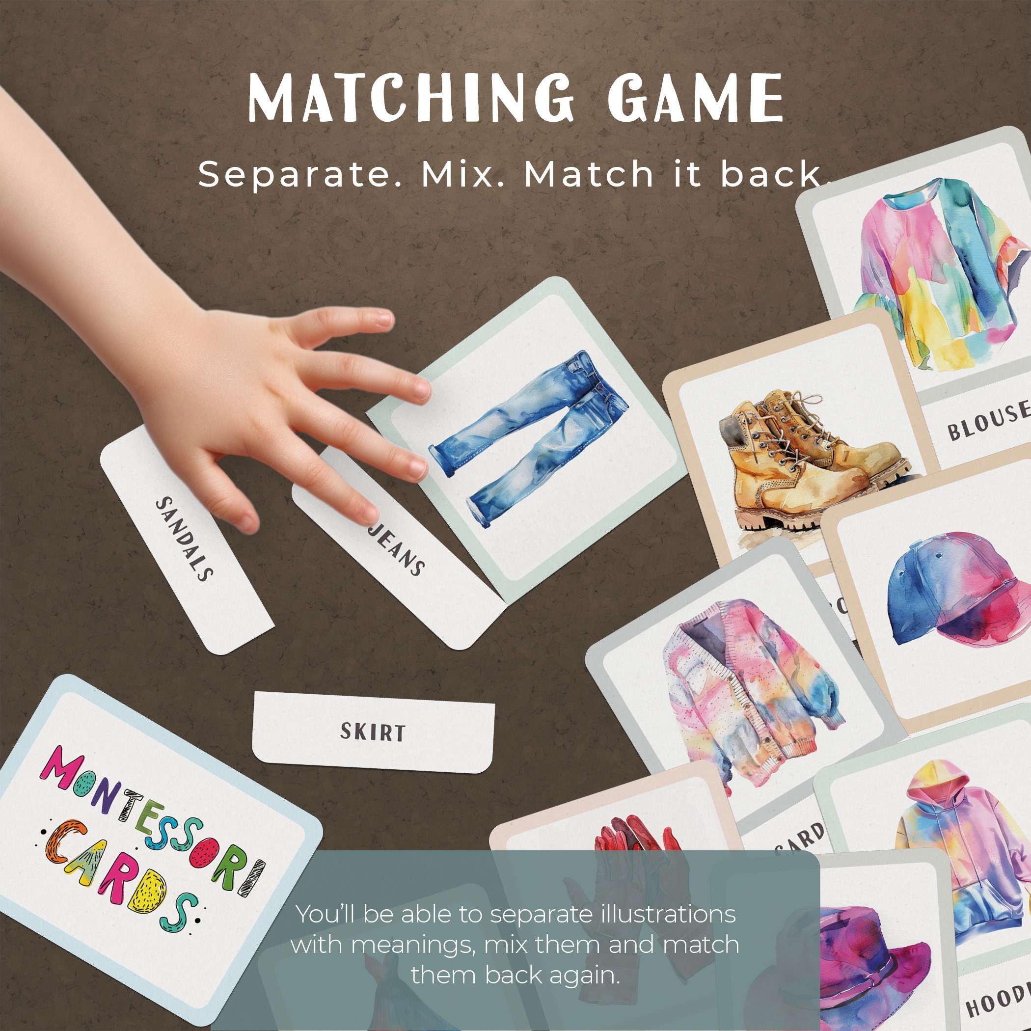 Montessori Clothes Flashcards Printable Educational Learning Cards for ...