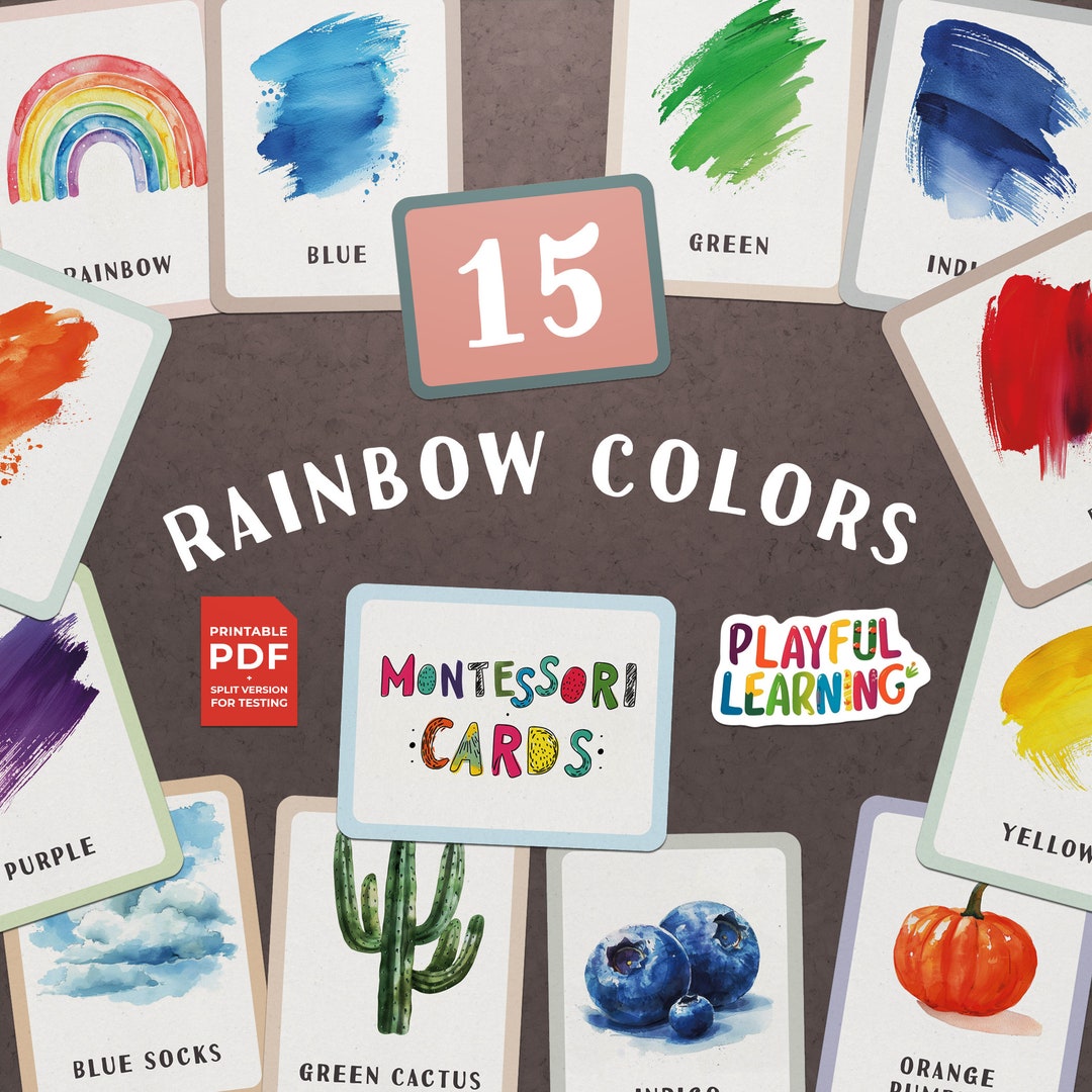 Montessori Cards: Colors of the Rainbow - Printable Flashcards for Kids ...