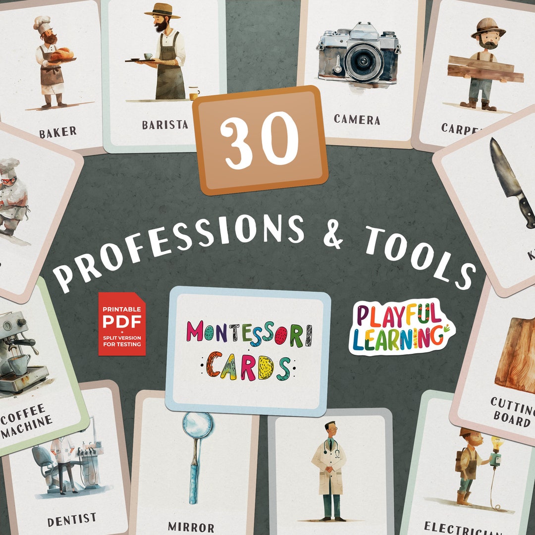 Montessori Professions and Tools Flashcards - Educational Printable ...