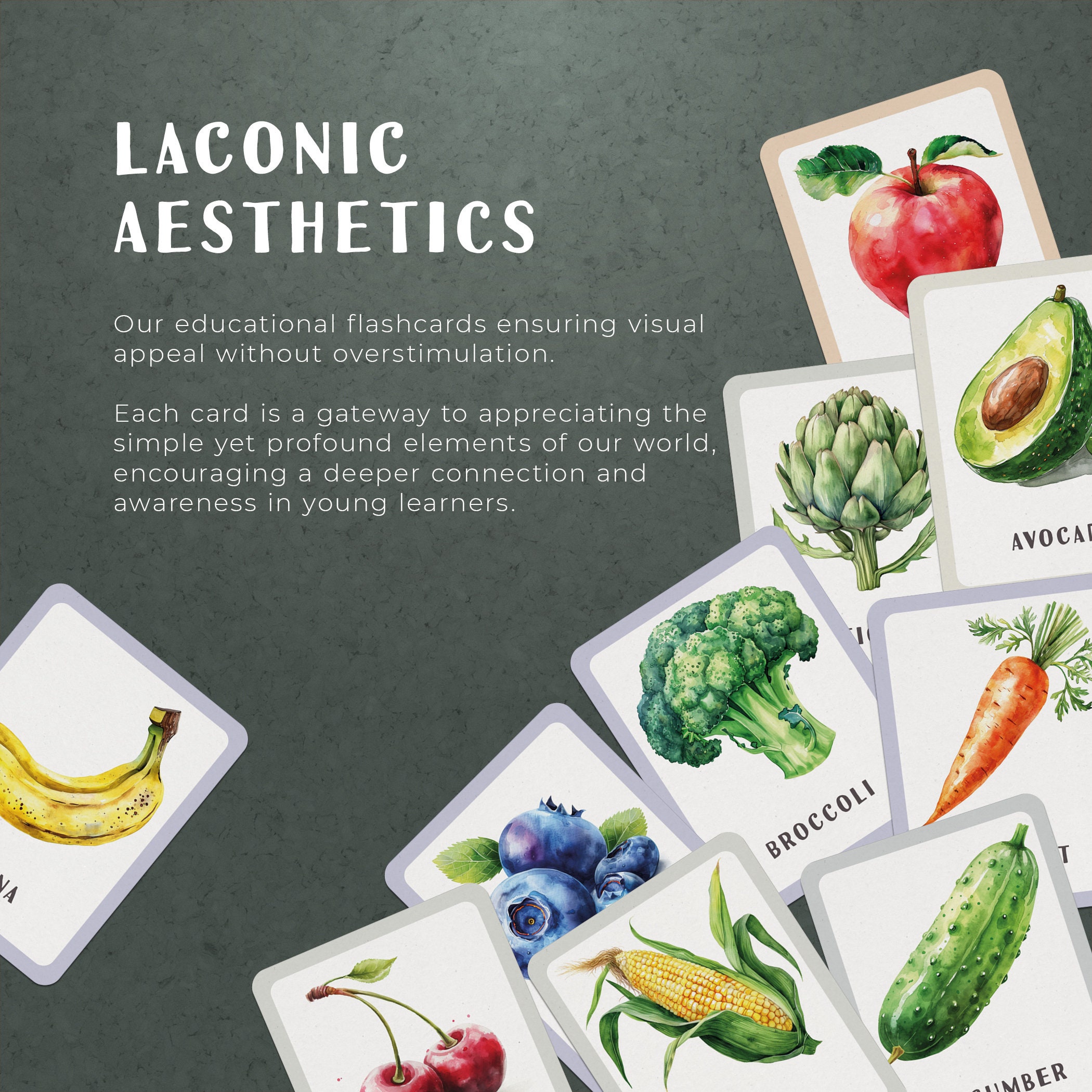 Montessori Flash Cards Fruits & Vegetables Printable Educational Cards ...