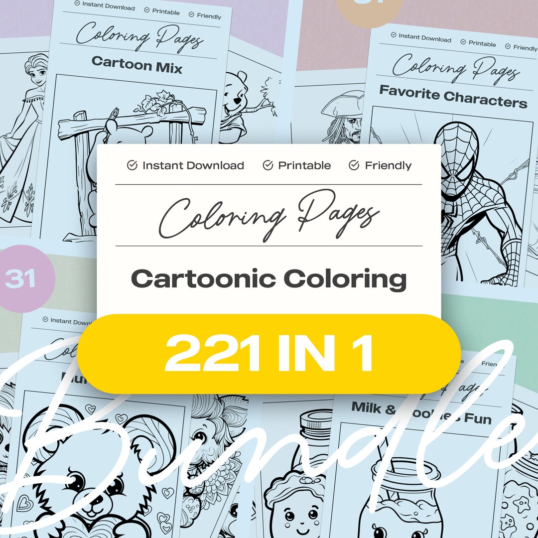 Cartoonic Coloring Pages Bundle - Creative and Printable Art for Kids ...