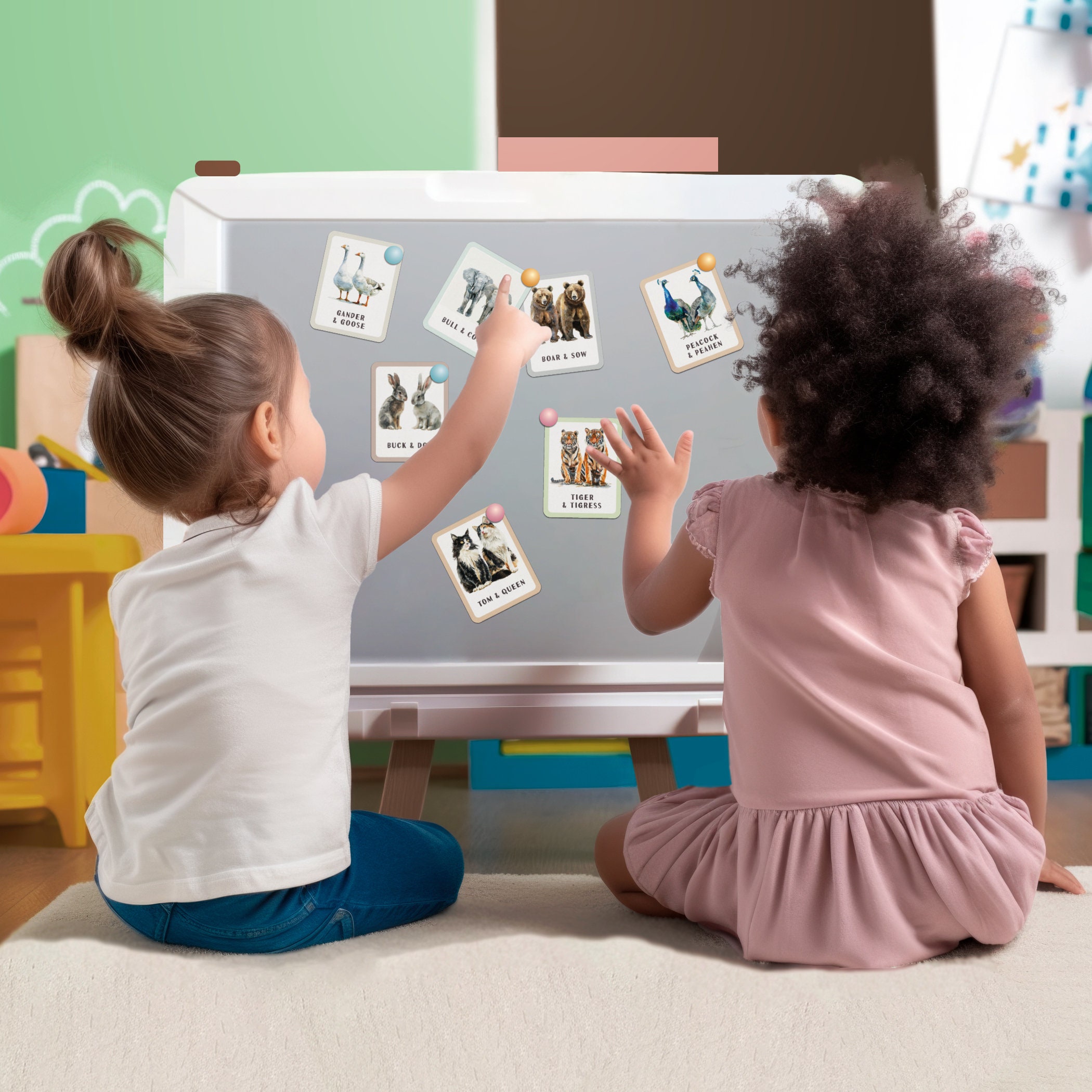 Montessori Animal Gender Cards Printable Flashcards for Kids Learning ...