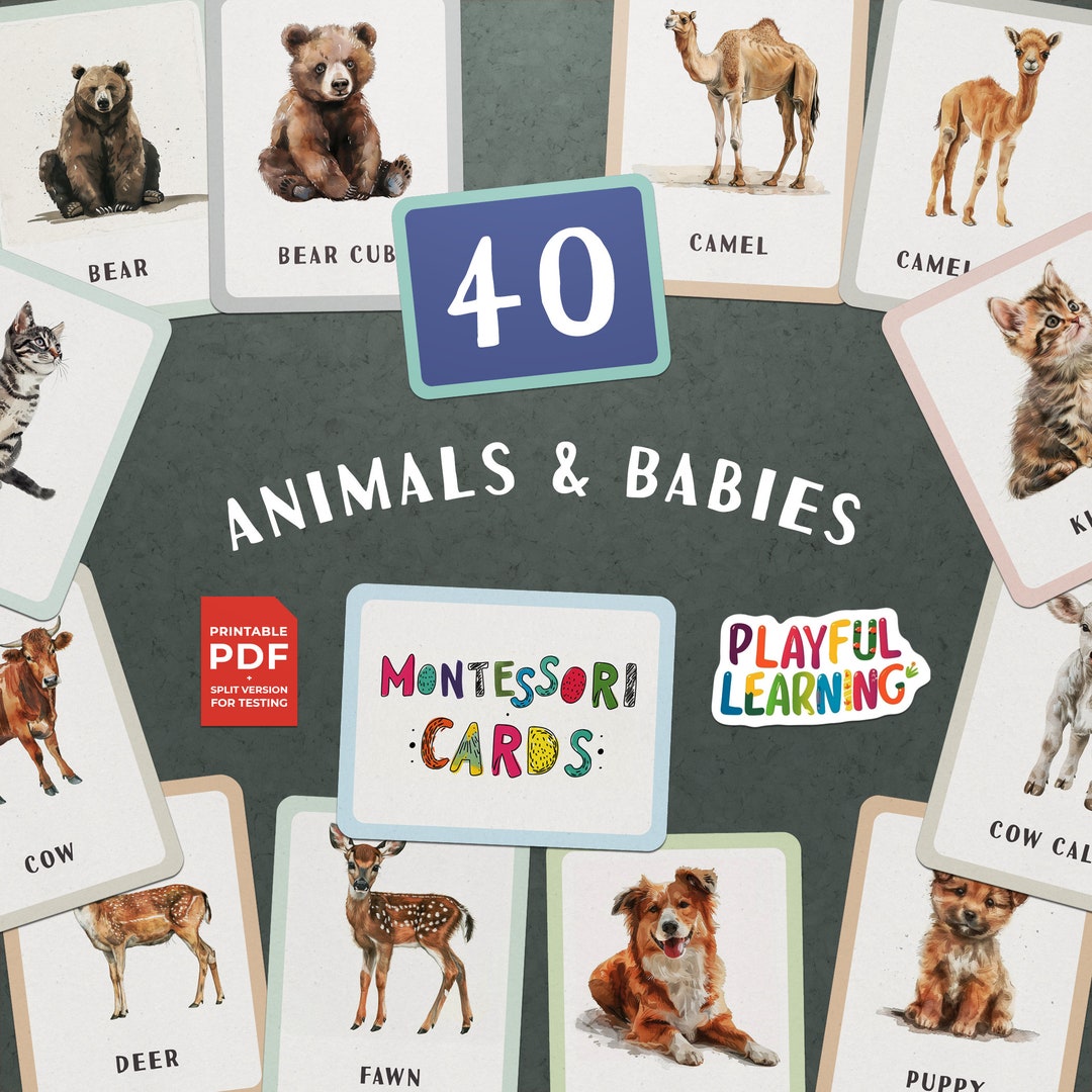 Montessori Animals and Babies Cards - Printable Educational Flashcards ...