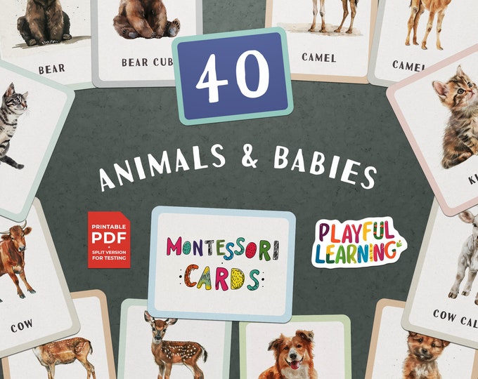 Montessori Animals and Babies Cards - Printable Educational Flashcards ...