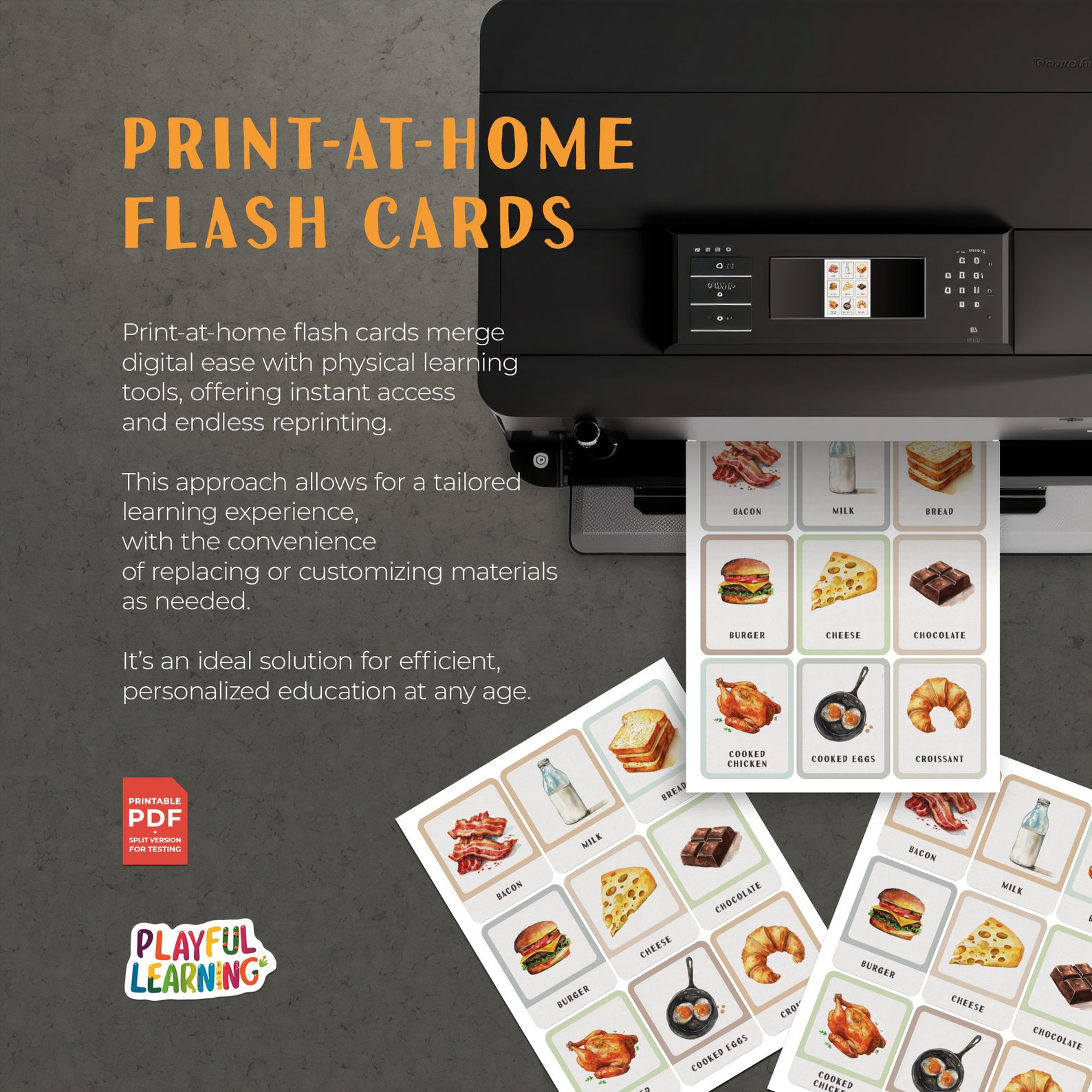 Montessori Food and Drinks Flashcards - Educational Learning Cards for ...