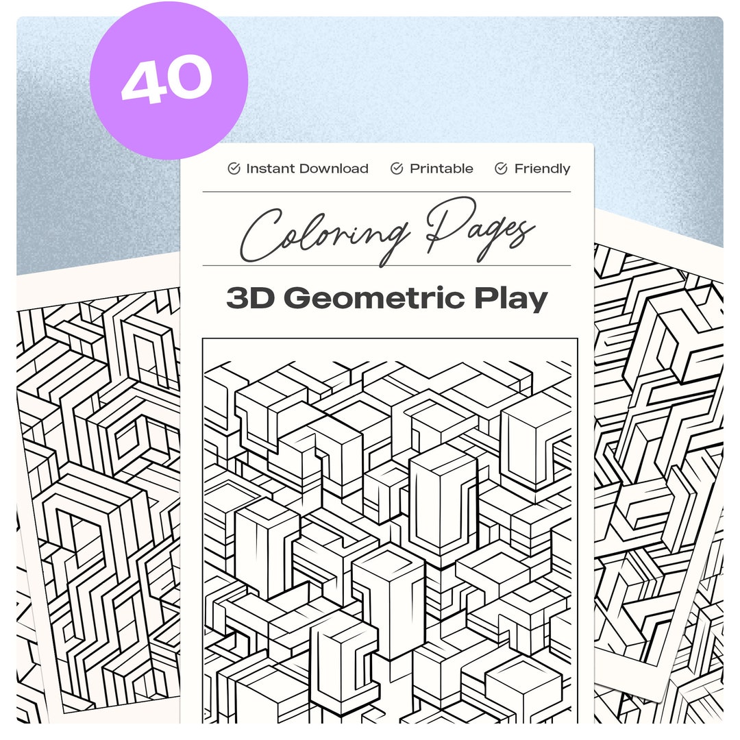 3D Geometric Play Coloring Page - Unique Artistic Printable for ...