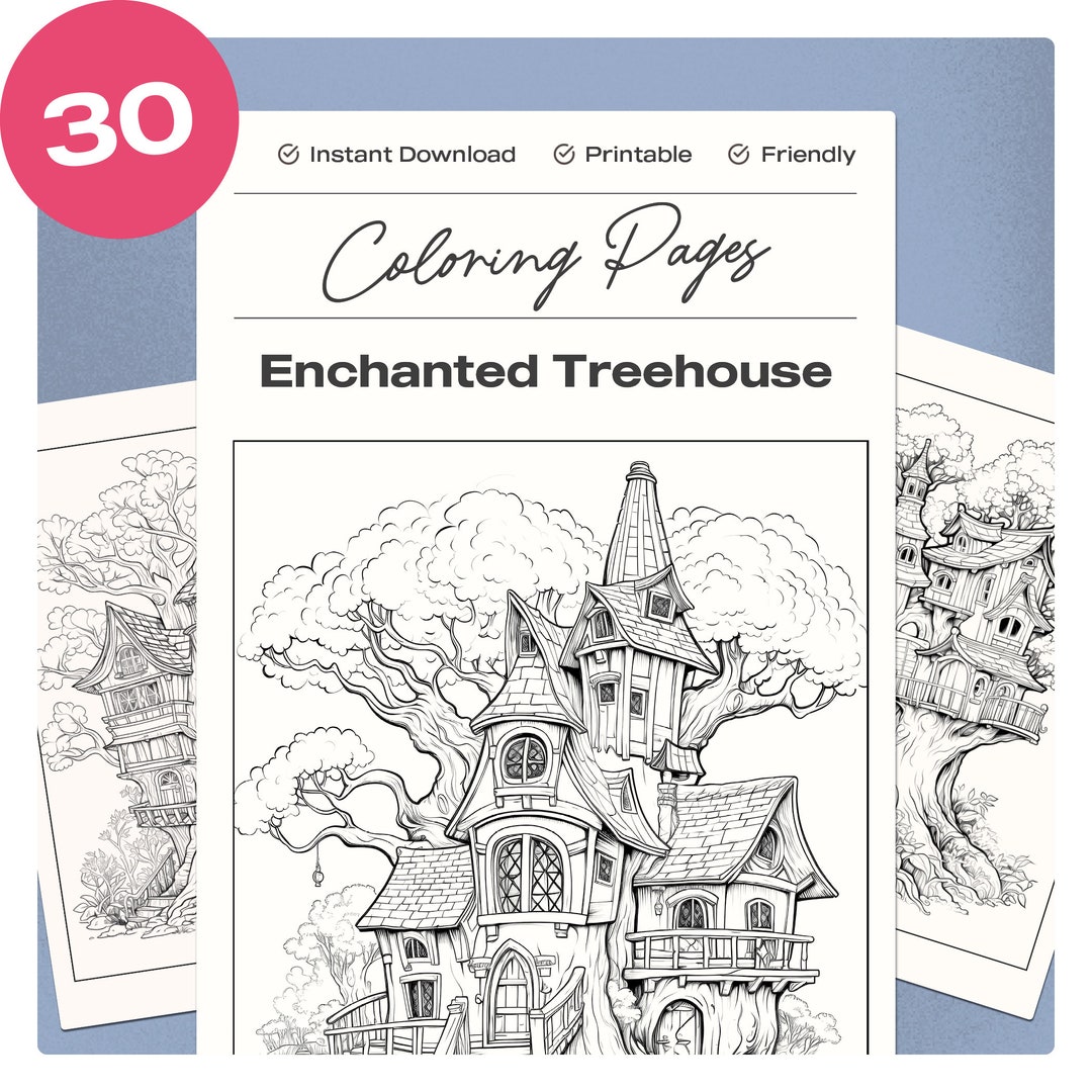 Enchanted Treehouse Coloring Book, Magical Dwelling, Forest Adventure ...