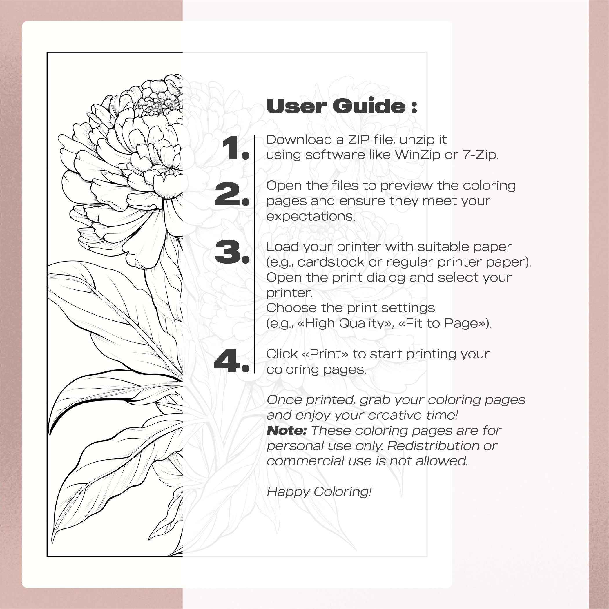 Botanical Flowers Coloring Book, Detailed Illustrations, Floral Designs ...