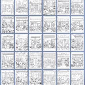 Printable Flower Shop Coloring Pages, Flower Showcase, Botanical Art ...