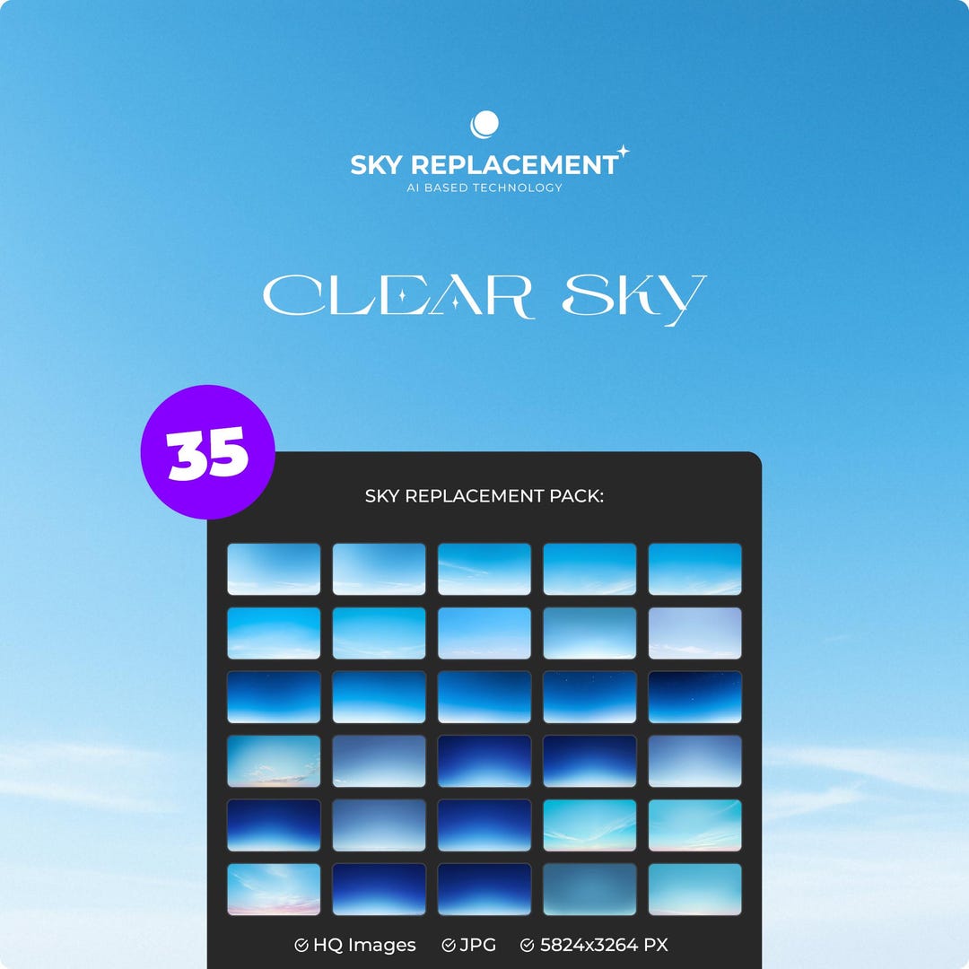 Clear Sky Replacement Pack – High-resolution Overlays for Photo Editing ...