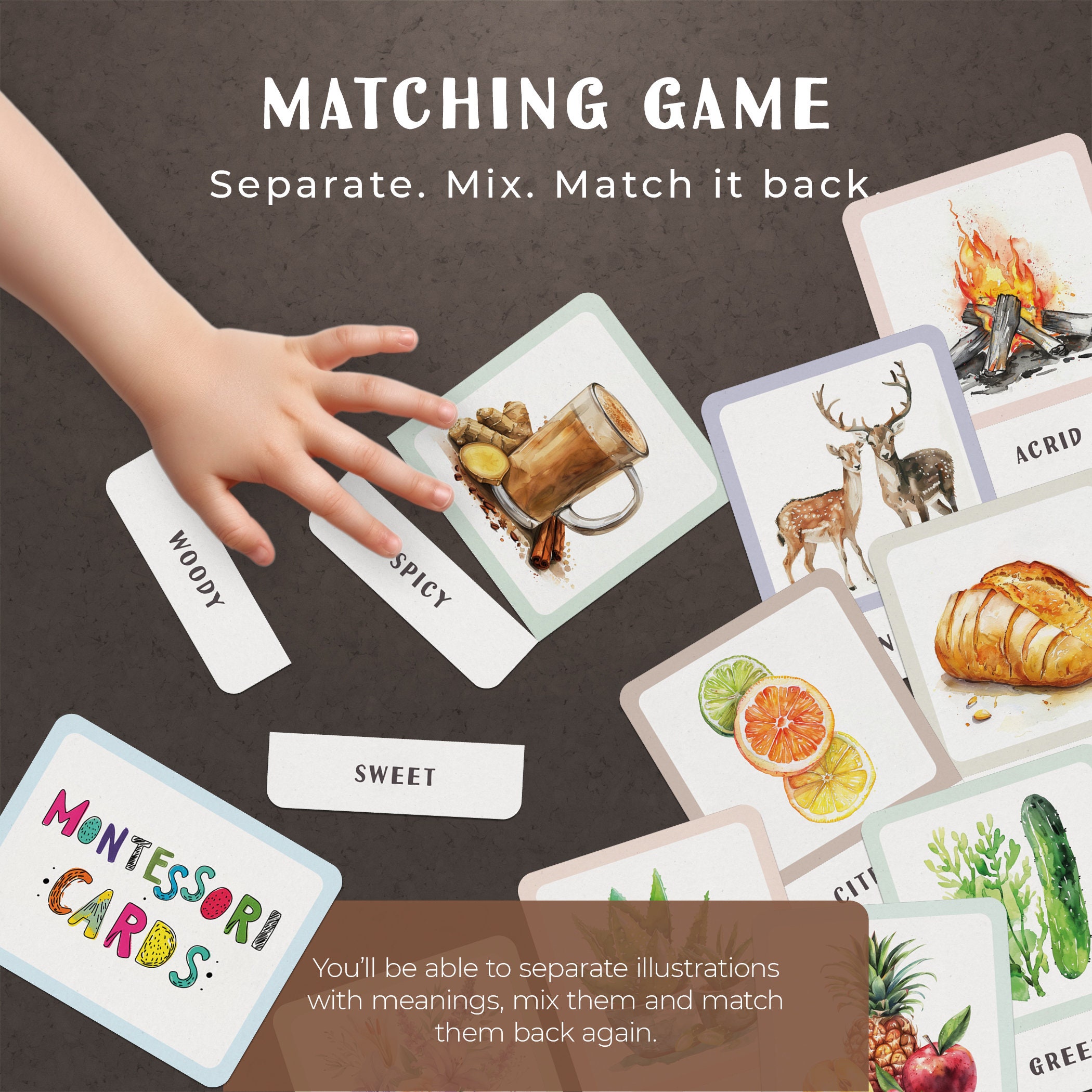 Montessori Smells Flash Cards - Sensory Learning for Kids, Toddlers ...