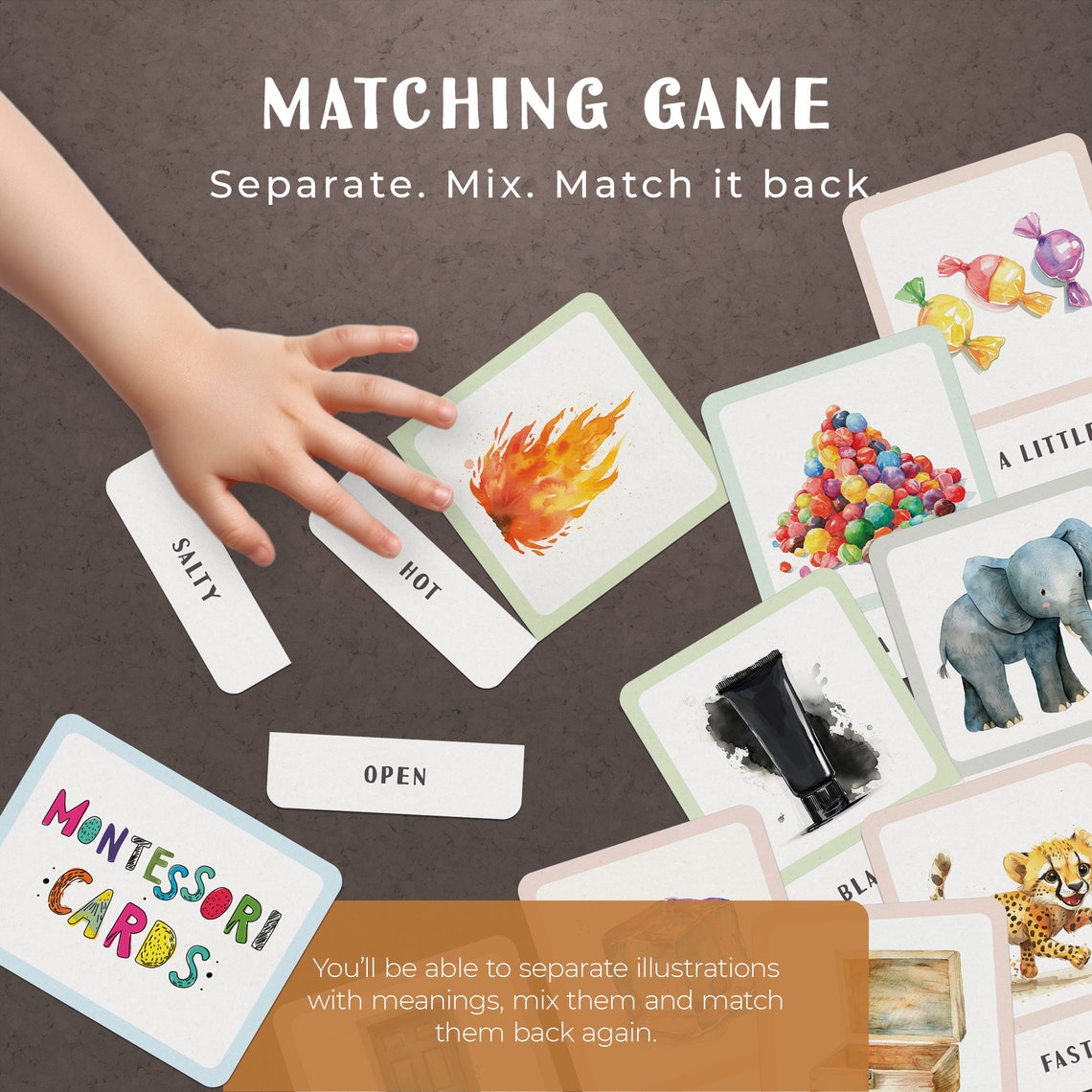 Montessori Opposites Learning Cards Printable Educational Flashcards ...