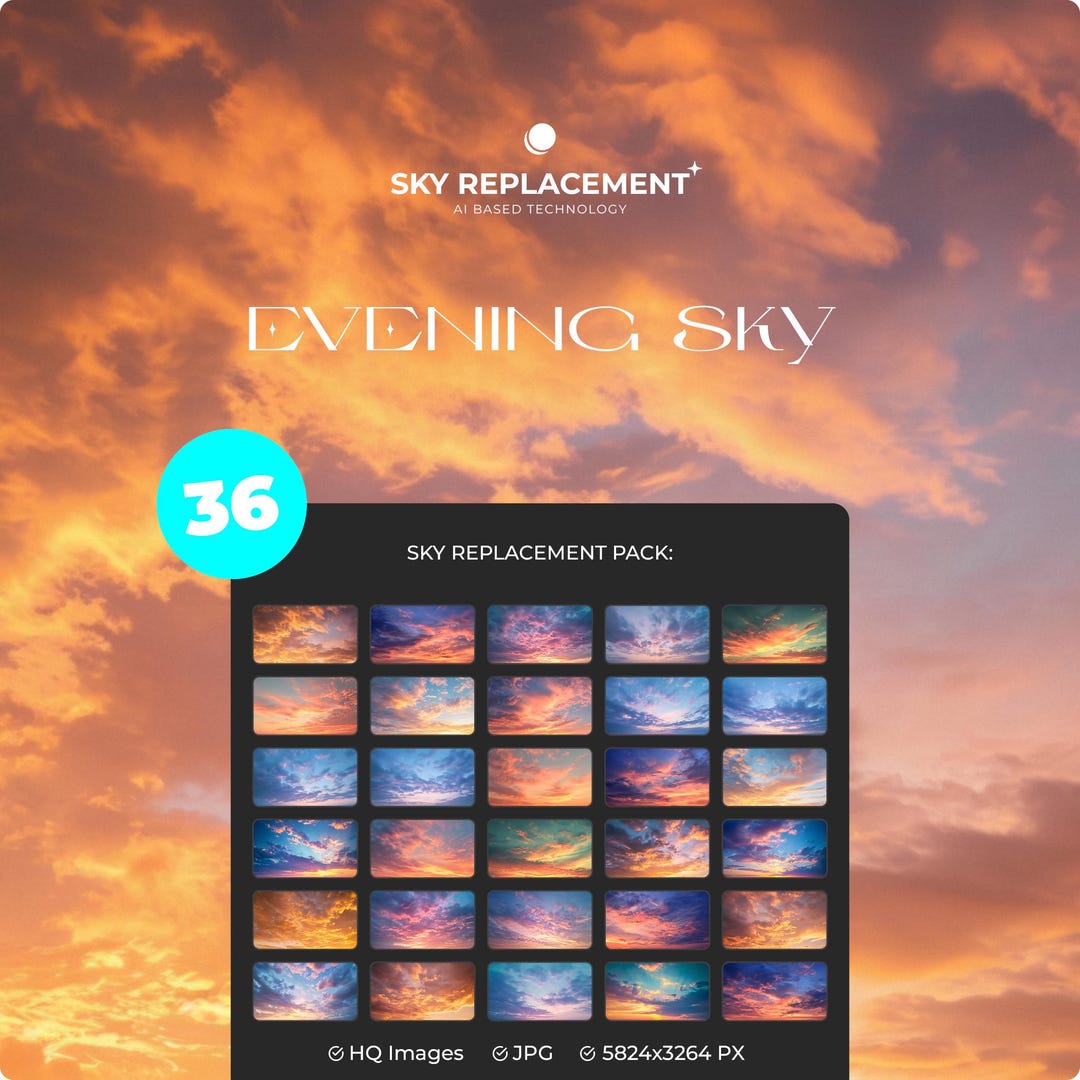 Evening Sky Overlays – Stunning Twilight Sky Textures for Photo Editing ...